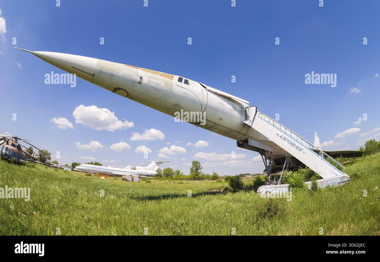 SAMARA, RUSSIA - MAY 25, 2014: Tupolev Tu-144 plane was the first in ...