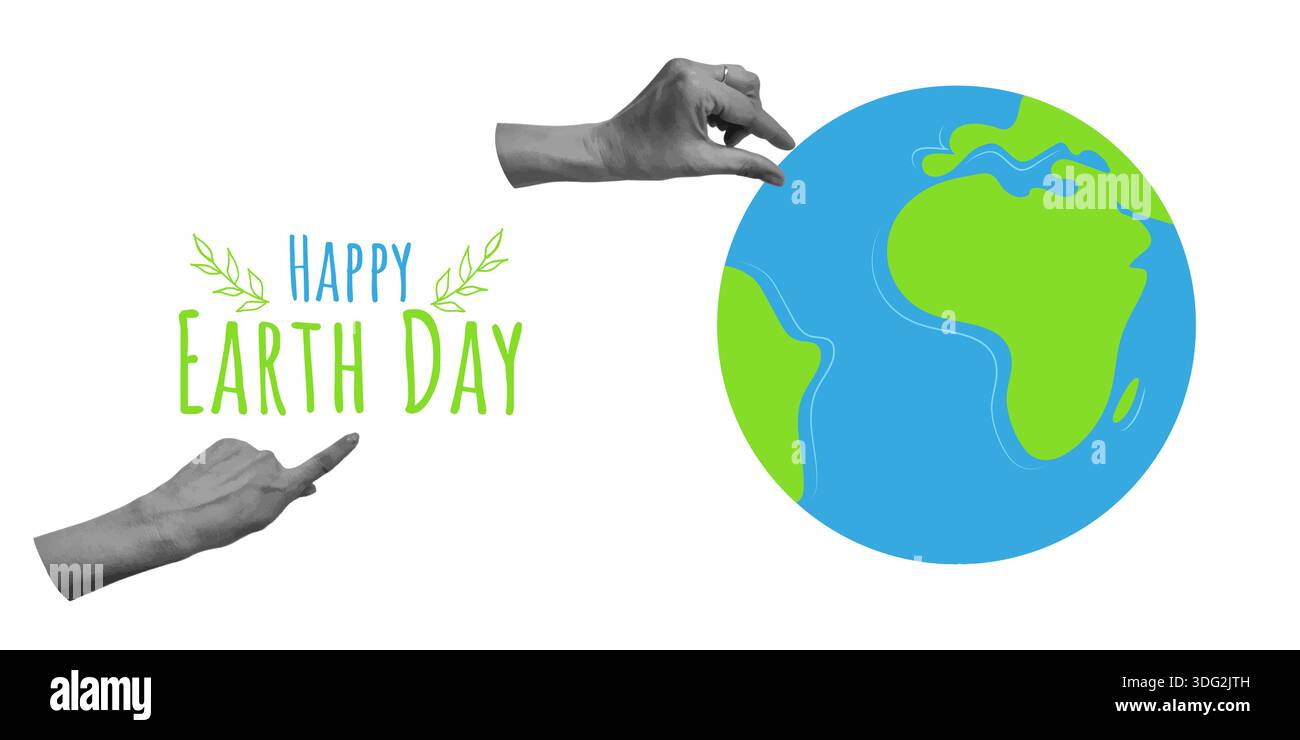 Earth Day World Environment Nature Planet Collage. World maps lush ...