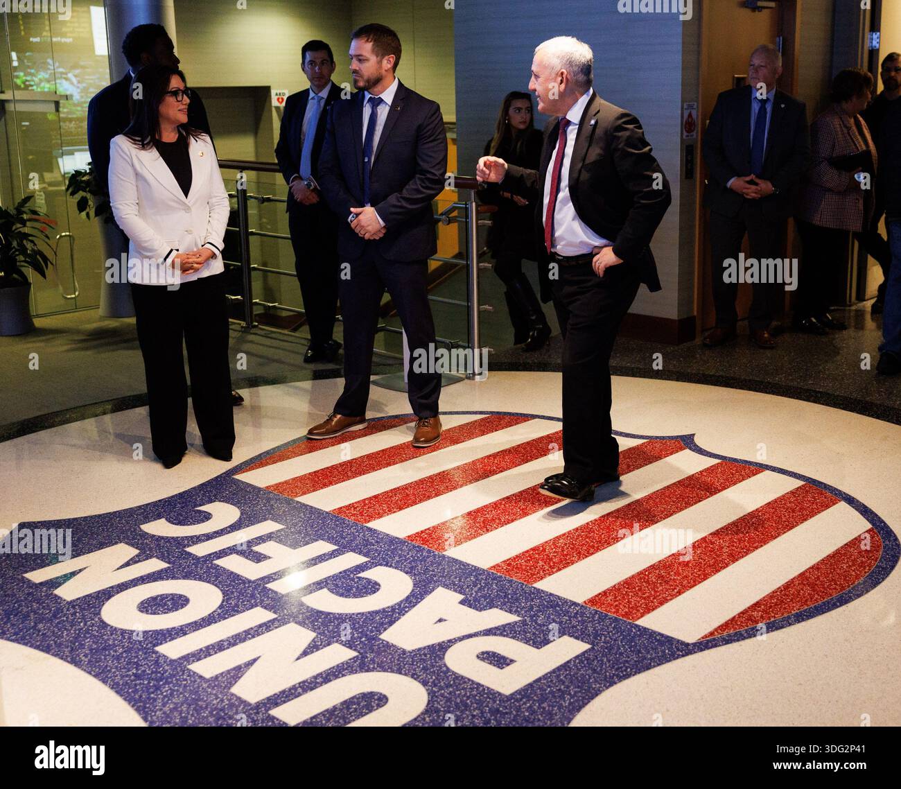 U.S. Labor Secretary Lori Chavez-DeRemer, left, talks with Union ...