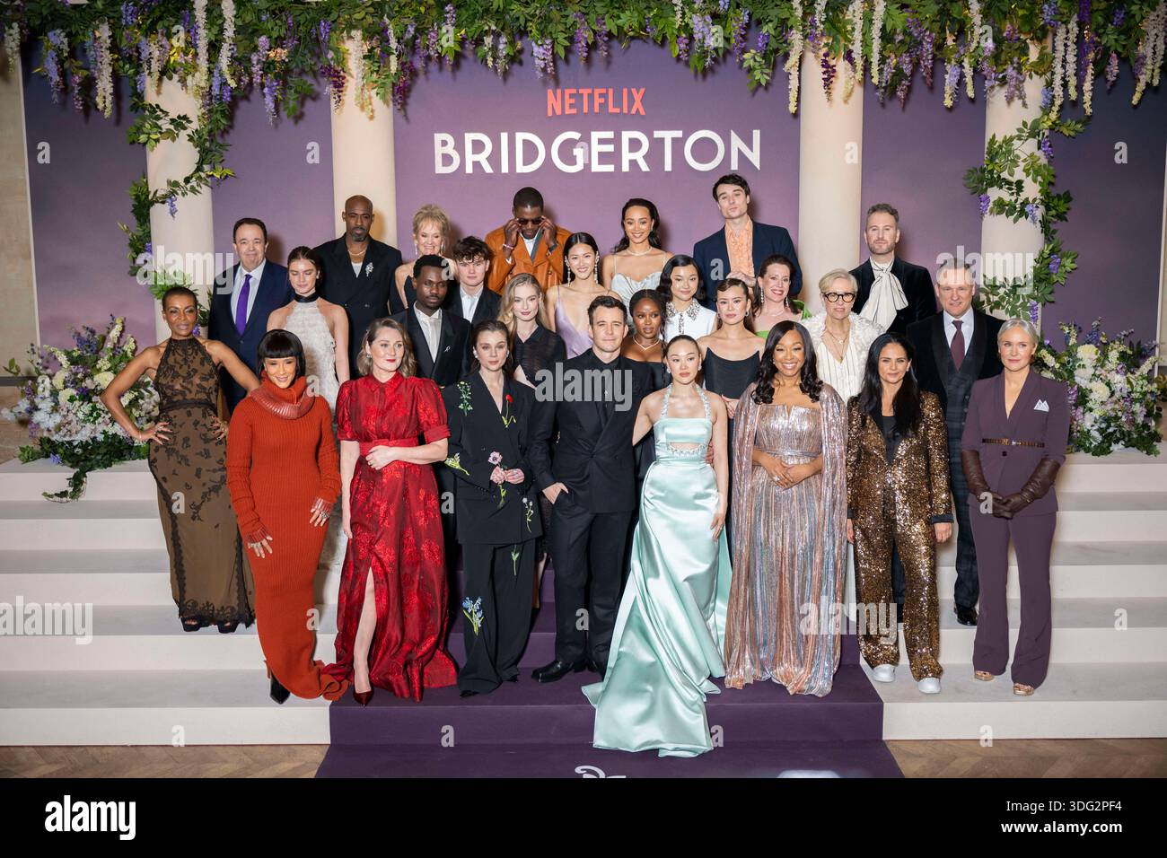 Cast and crew including British actress Adjoa Andoh, British actor Hugh ...
