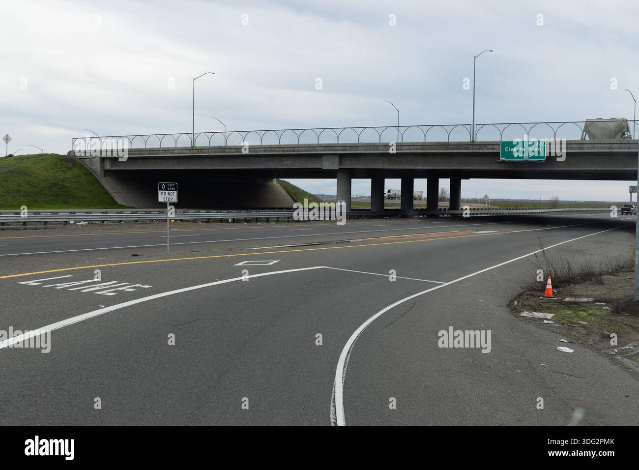 Vehicles navigate the roadway near Elverta, California. Highways ...