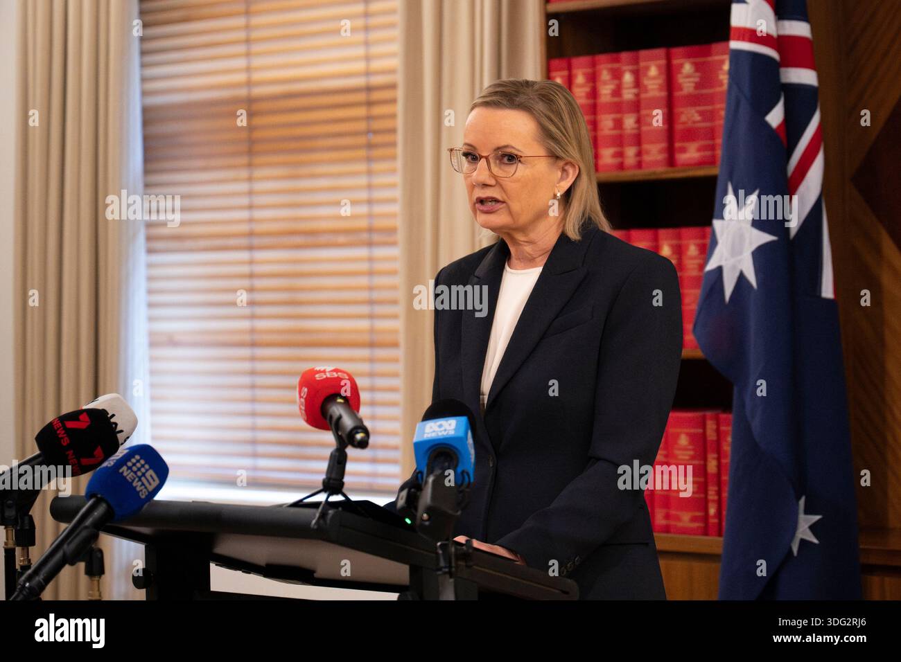 Opposition Leader Sussan Ley speaks at a press conference in Melbourne ...