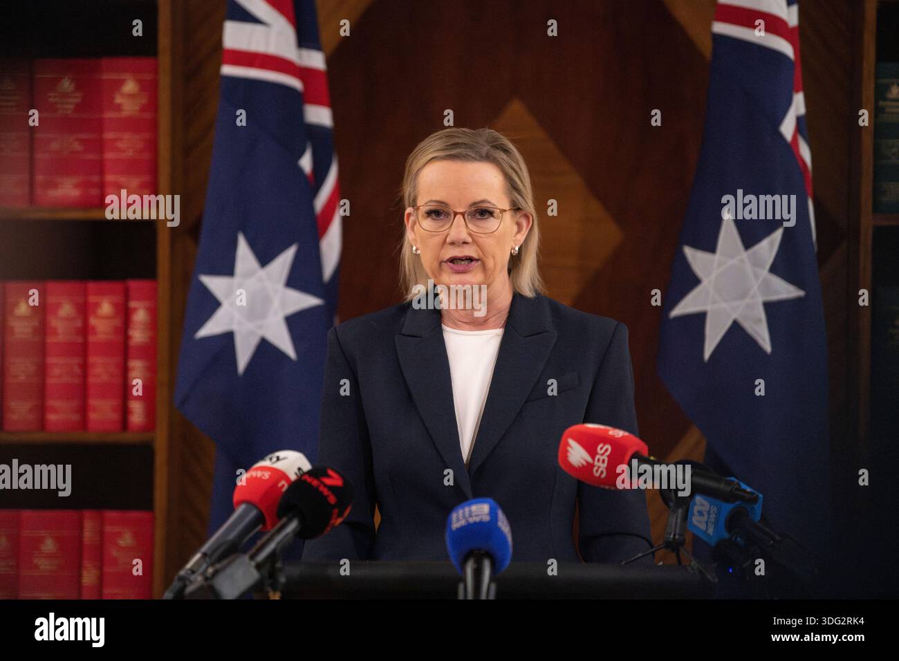 Opposition Leader Sussan Ley speaks at a press conference in Melbourne ...