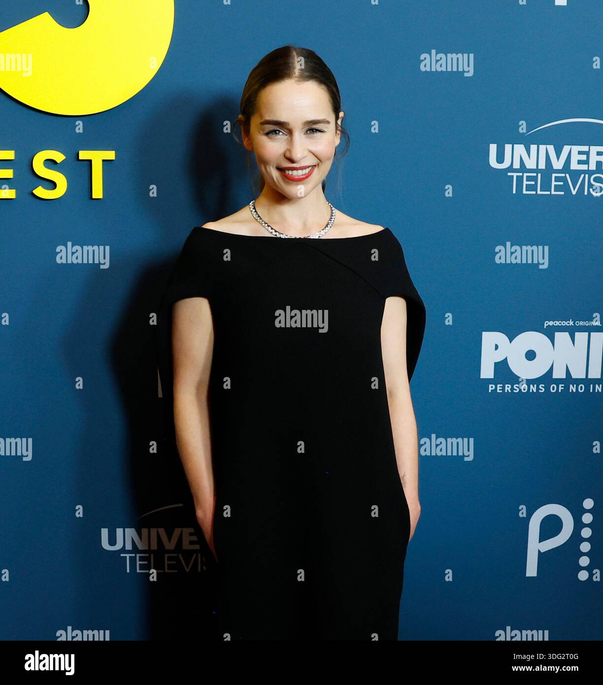 Emilia Clarke arrives on the red carpet for Peacock's "Ponies" New York ...