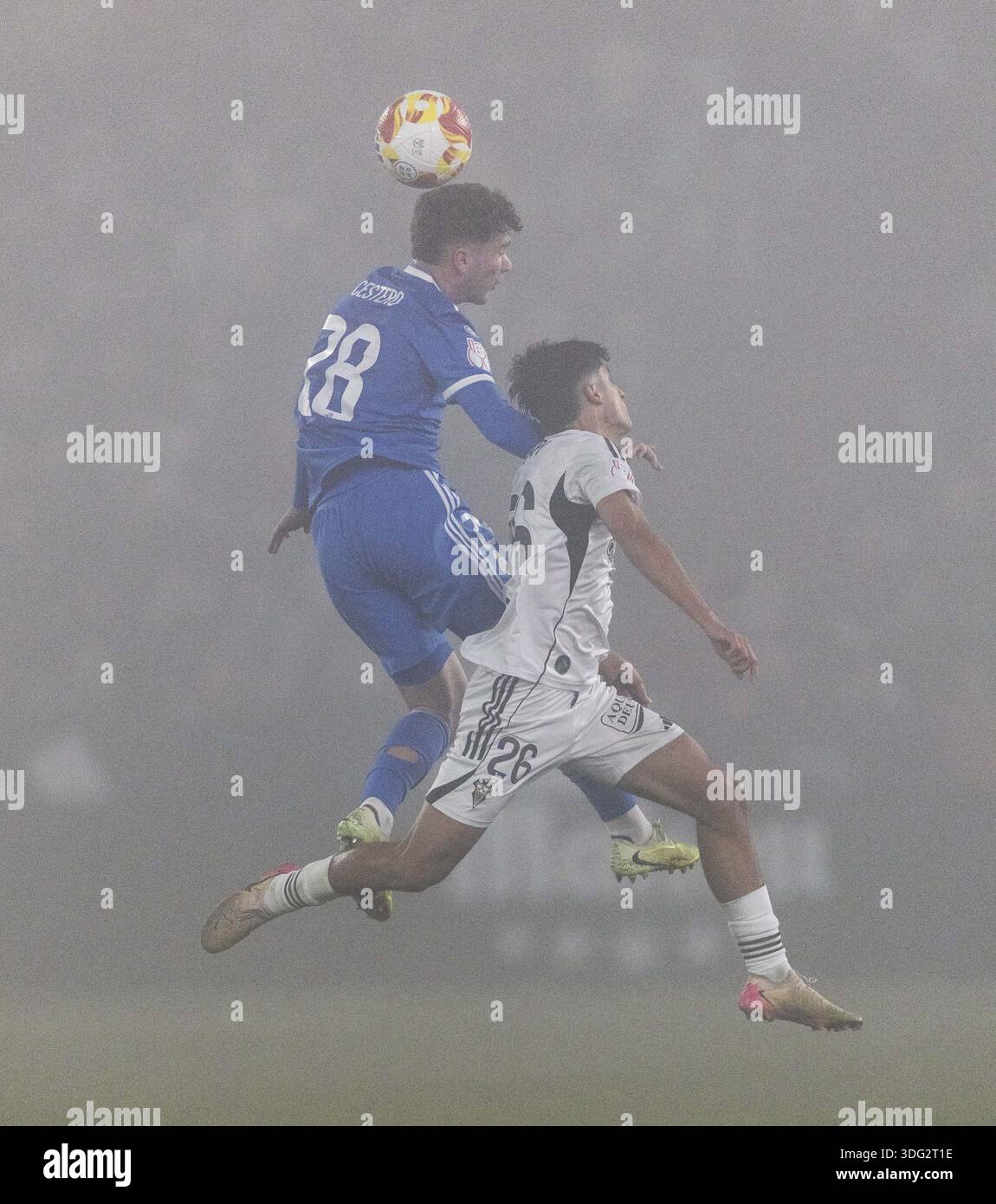 Jorge Cestero of Real Madrid heads the ball during a Copa del Rey Round ...