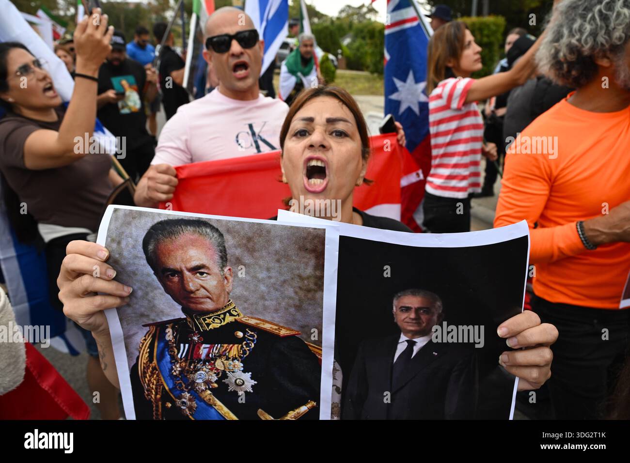 Anti regime protesters attend a rally outside the Iranian Embassy in ...