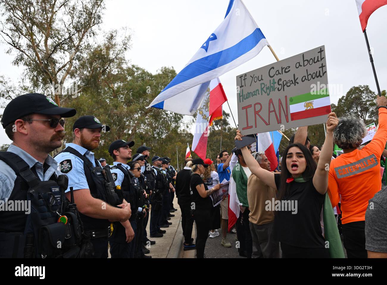 Anti regime protesters attend a rally outside the Iranian Embassy in ...