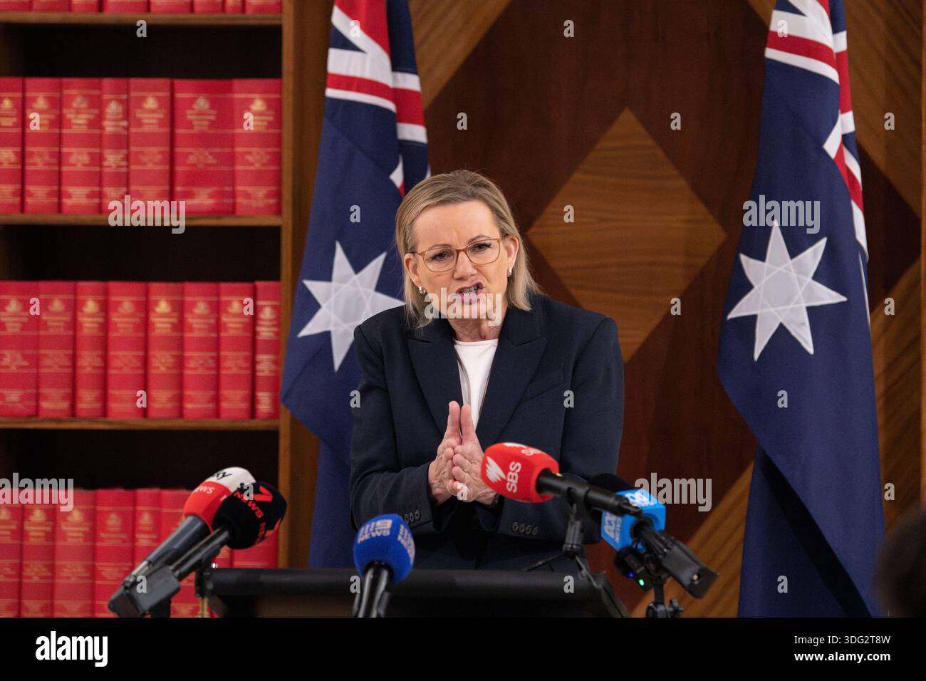 Opposition Leader Sussan Ley speaks at a press conference in Melbourne ...