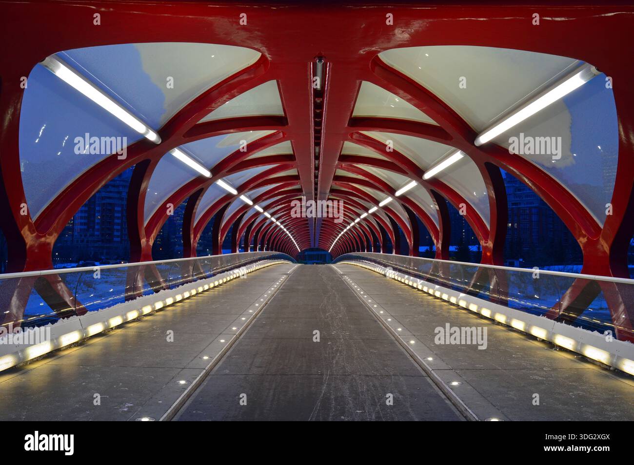 Calgary AB, Canada November 9, 2017 The modern Peace Bridge is ...