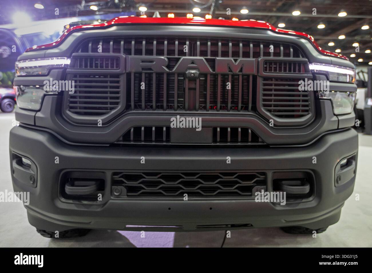 Detroit, Michigan USA - 14 January 2026 - The grill of a RAM truck 2500 ...
