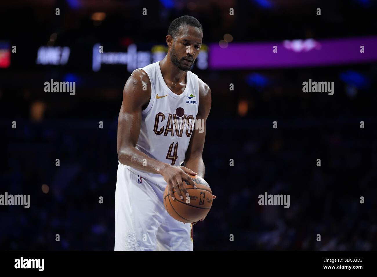 Cleveland Cavaliers' Evan Mobley plays during an NBA basketball game ...