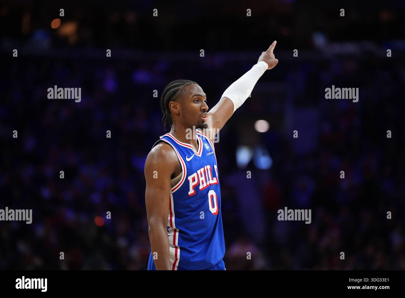 Philadelphia 76ers' Tyrese Maxey plays during an NBA basketball game ...