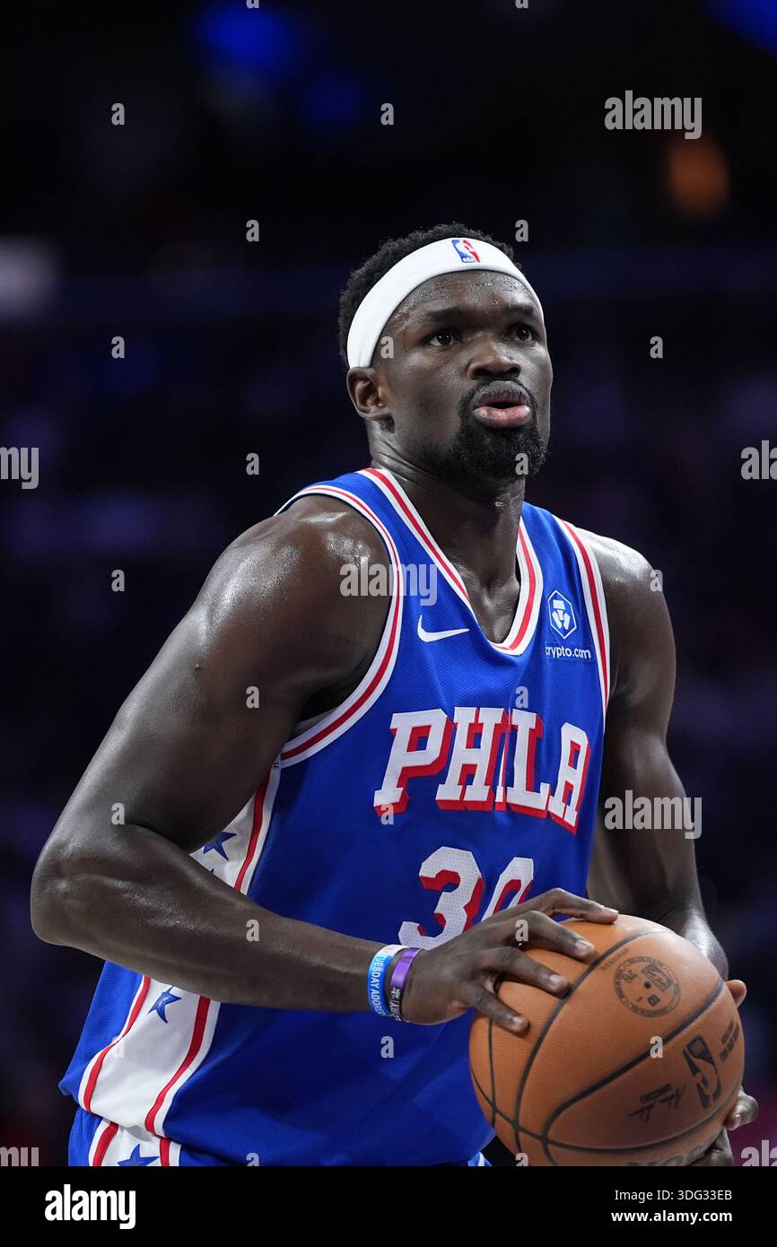 Philadelphia 76ers' Adem Bona plays during an NBA basketball game ...