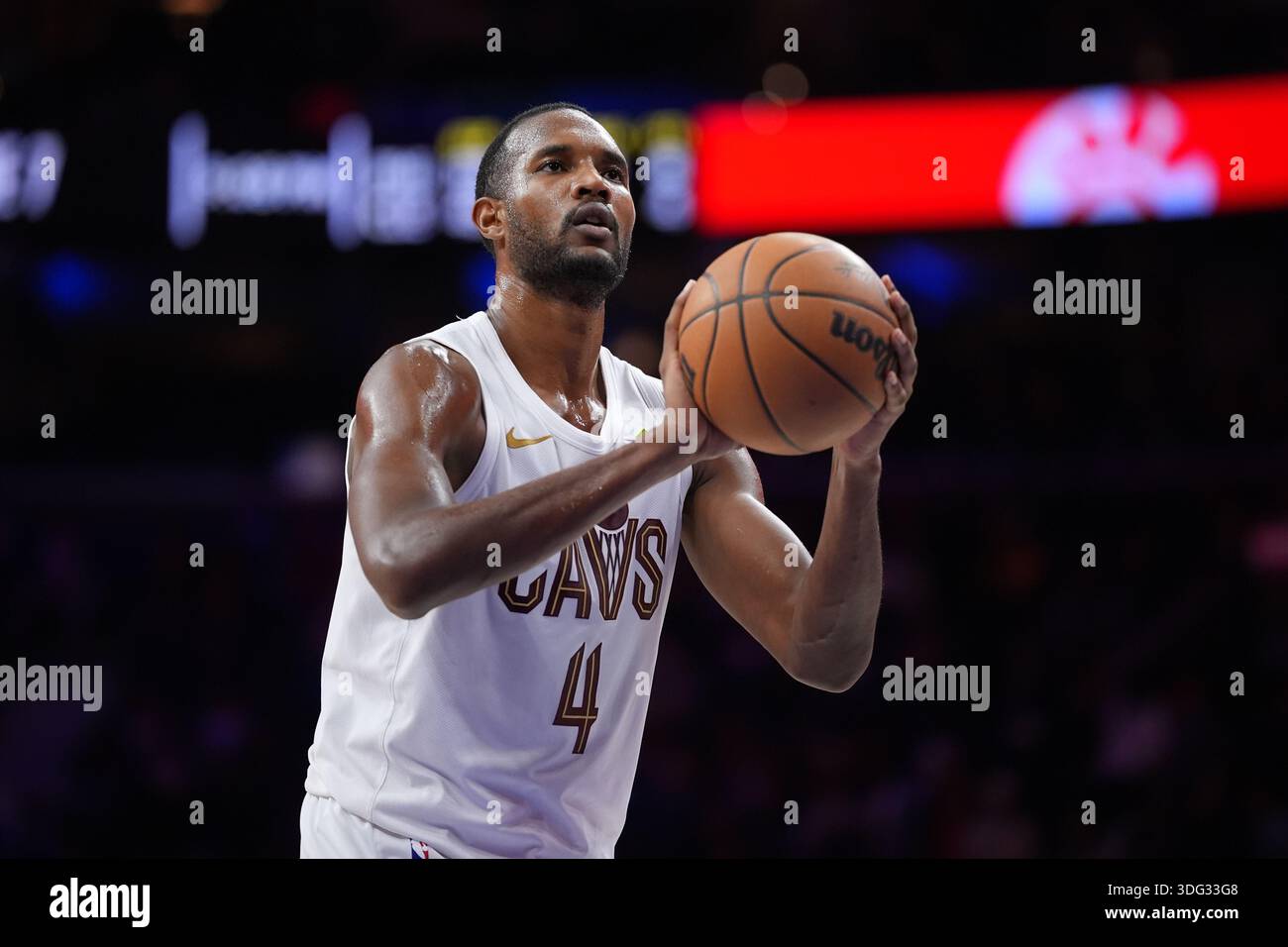 Cleveland Cavaliers' Evan Mobley plays during an NBA basketball game ...