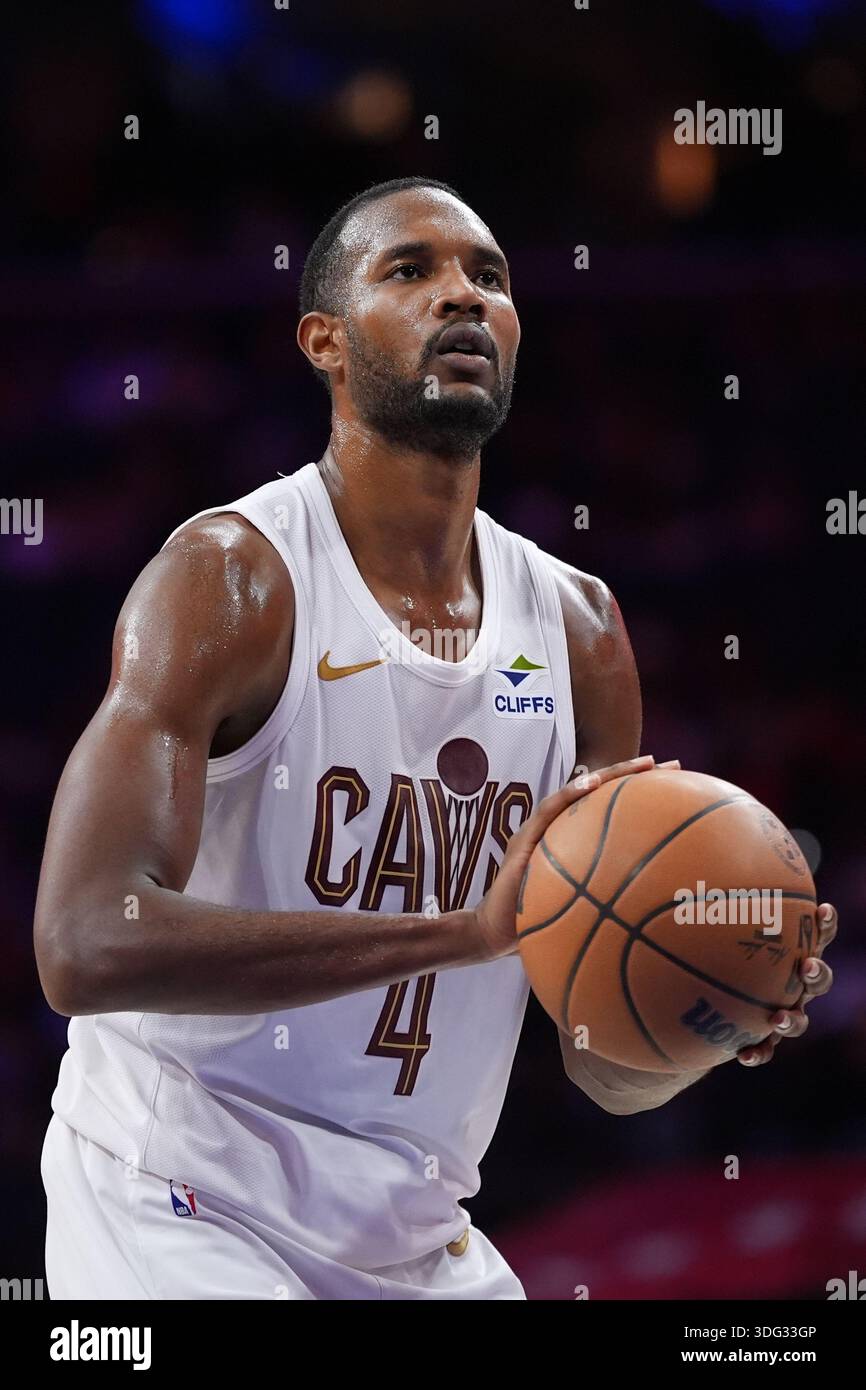 Cleveland Cavaliers' Evan Mobley plays during an NBA basketball game ...