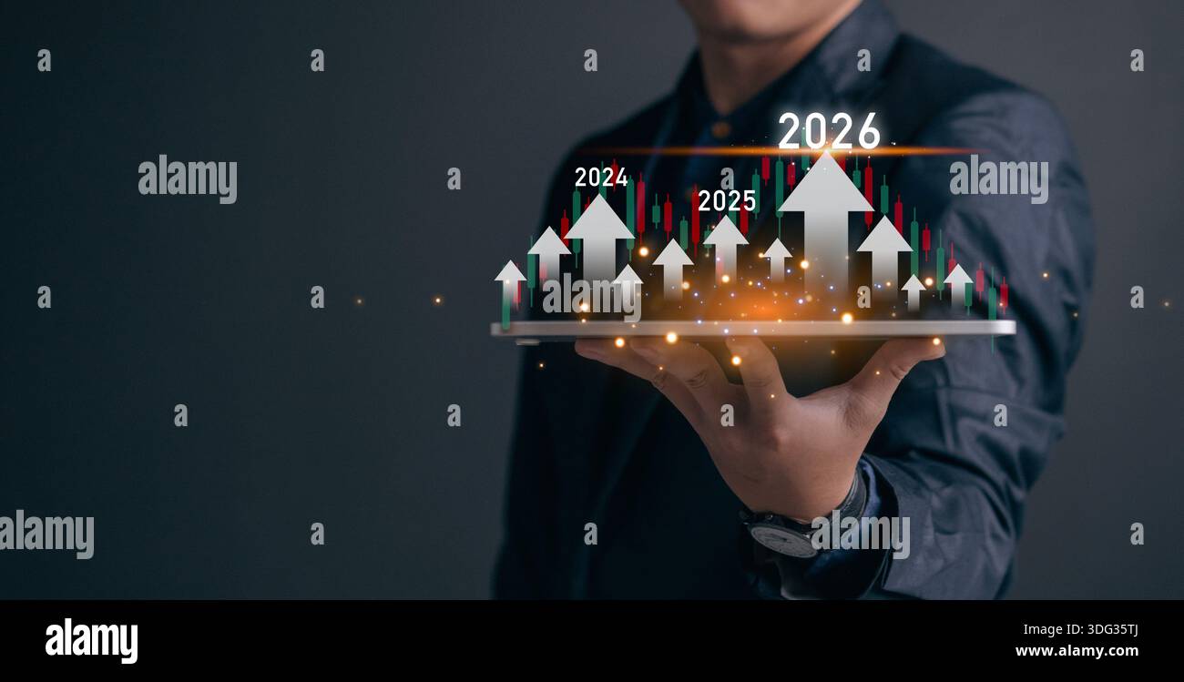 Business growth analysis concept. Person interacting with bar graph ...