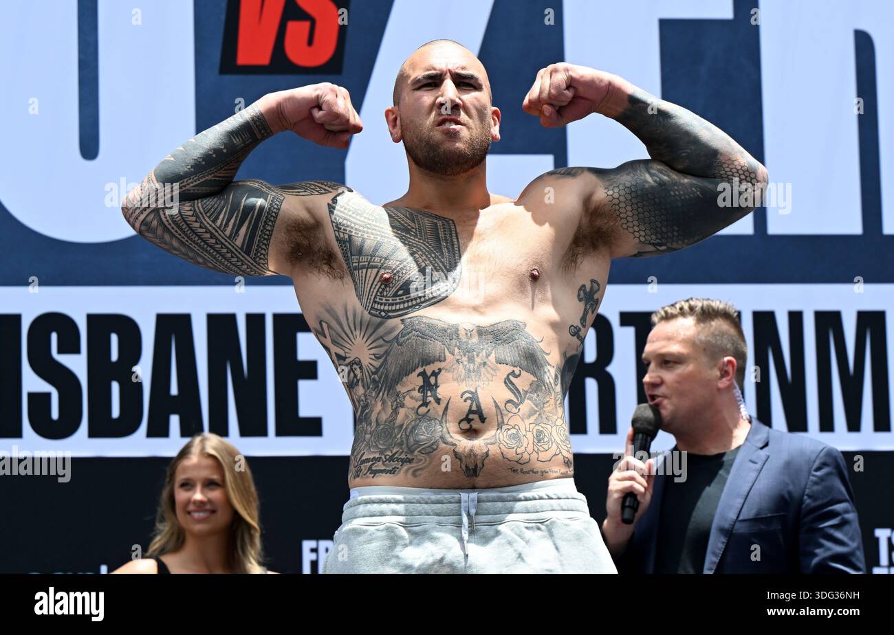Boxer Nelson Asofa-Solomona is seen during a Weigh-in before his bout ...