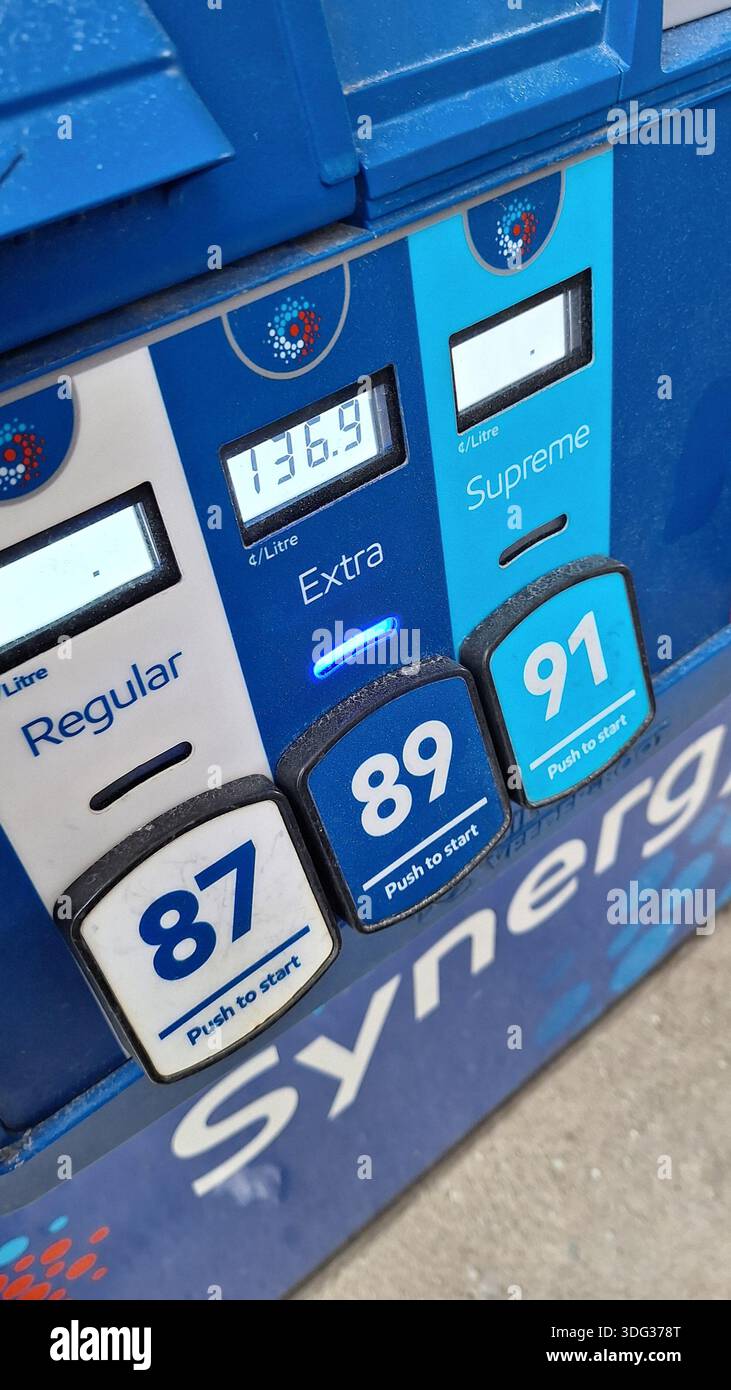 Toronto, ON, Canada - January 5, 2026: A close-up view shows gasoline ...