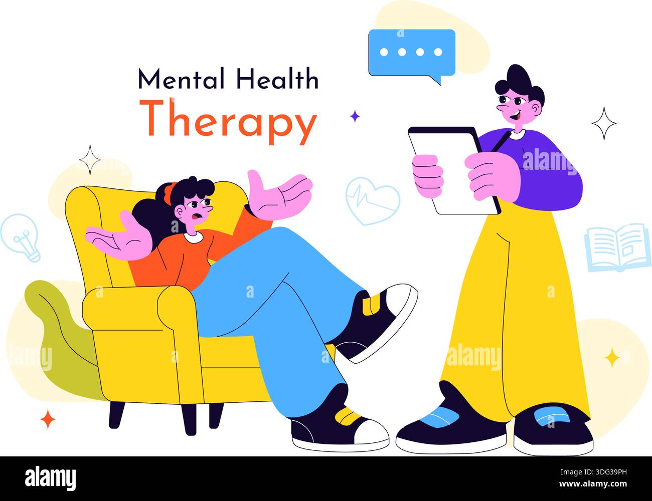 Mental Health Therapy Session Vector Illustration Showing Supportive ...