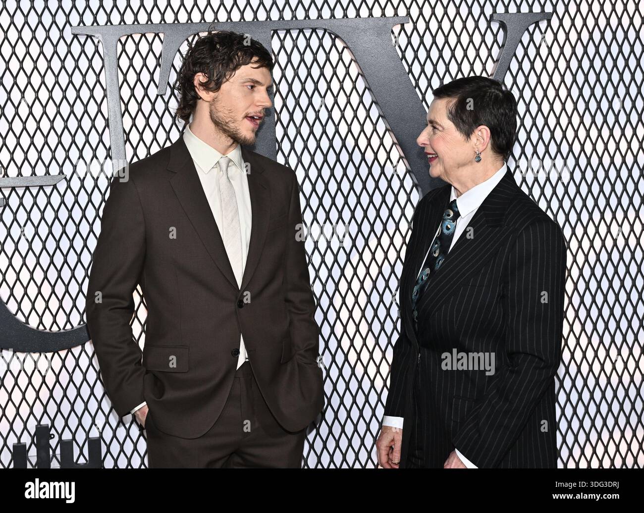 Evan Peters, left, and Isabella Rossellini attend the premiere of FX's ...