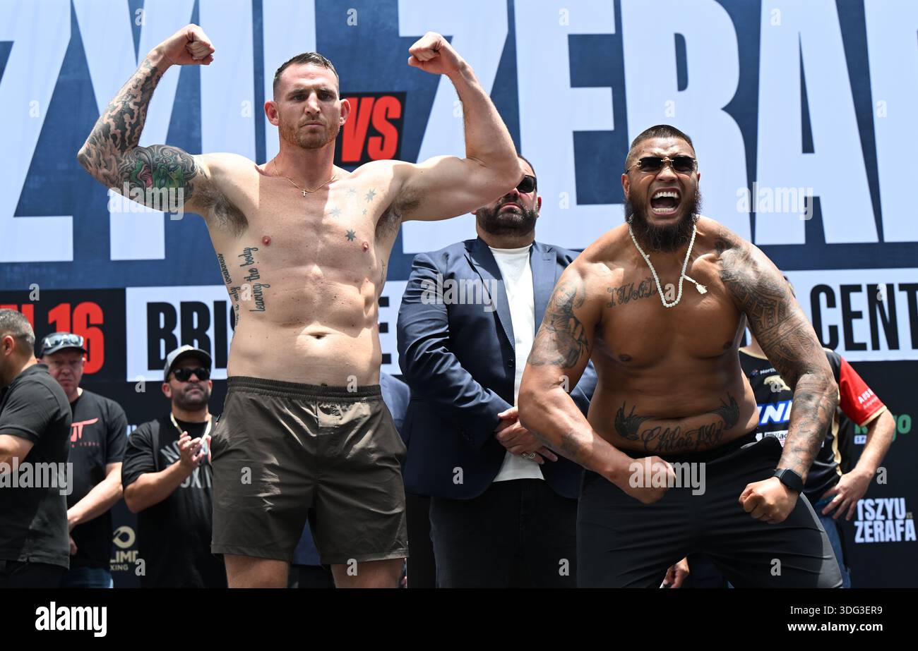 Brisbane, Australia. 15th Jan, 2026. Boxers Demsey McKean (left) and ...