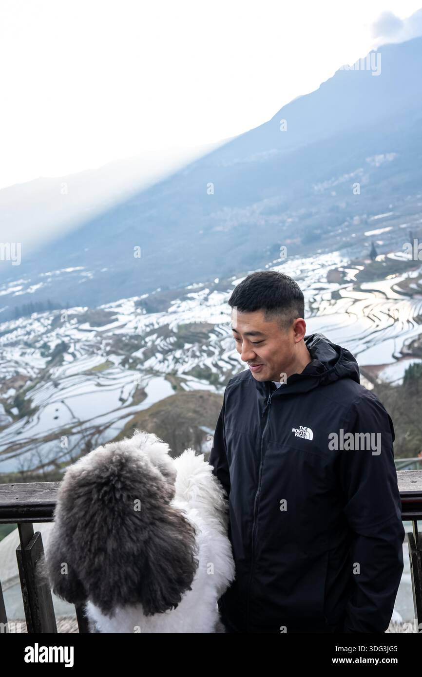 Aerial photo shows the Yuanyang terraced fields in Honghe Hani and Yi ...