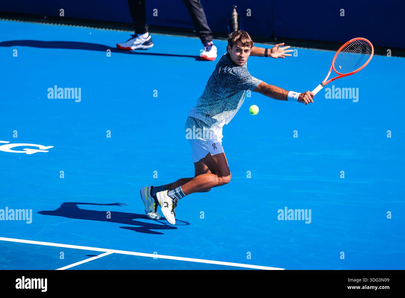 Melbourne, Australia. 15th Jan, 2026. Flavio Cobolli of Italy plays Li ...
