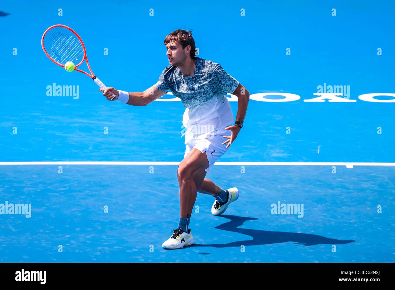 Melbourne, Australia. 15th Jan, 2026. Flavio Cobolli of Italy plays Li ...