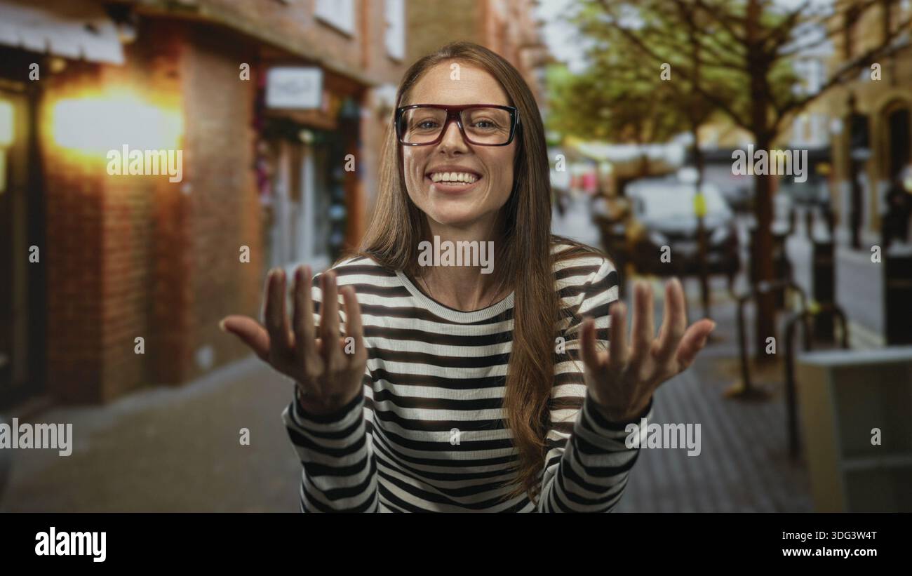 Woman glasses beckons hands hi-res stock photography and images - Alamy