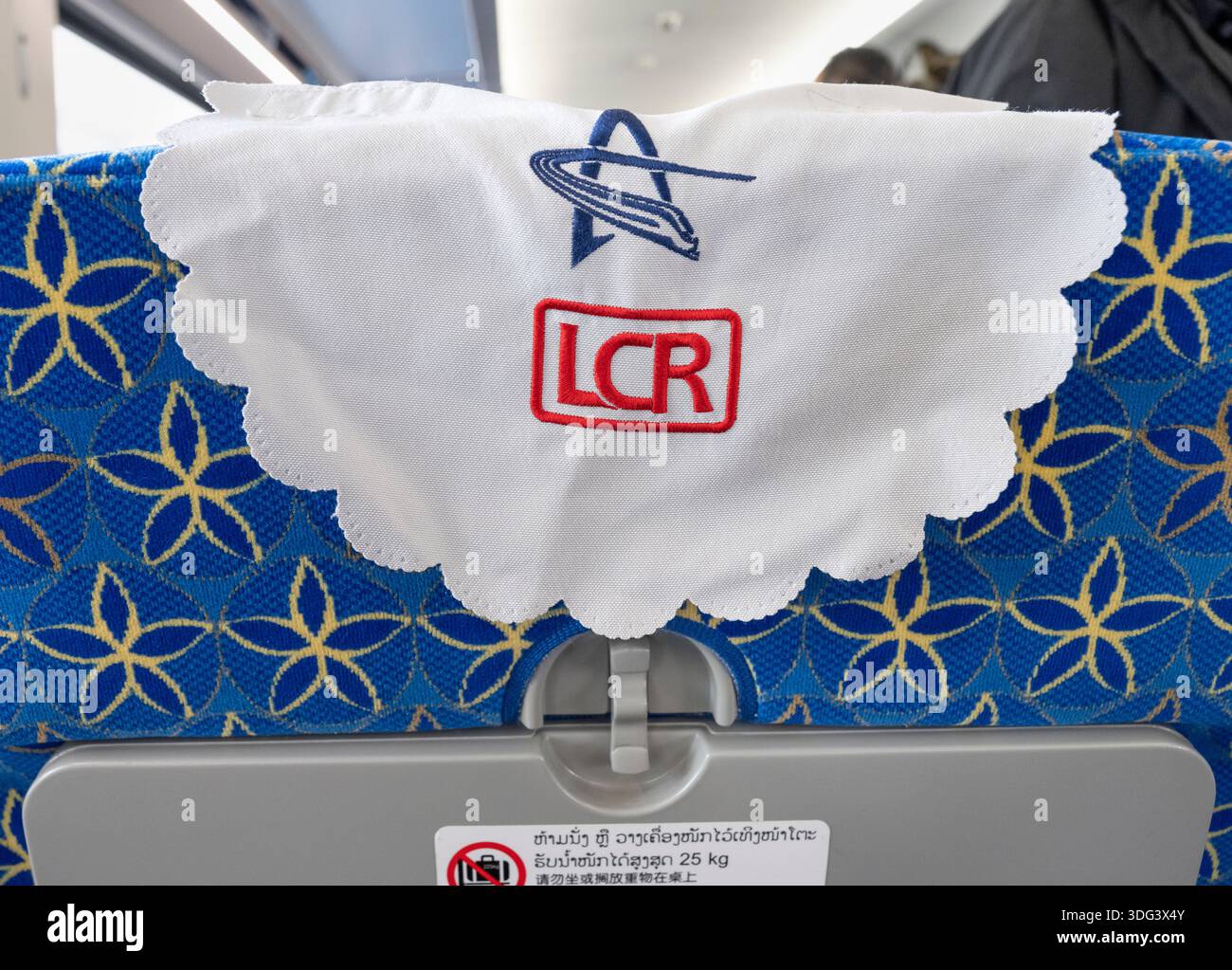 Laos-January 11 2026:White fabric seat head covers,with the LCR company ...