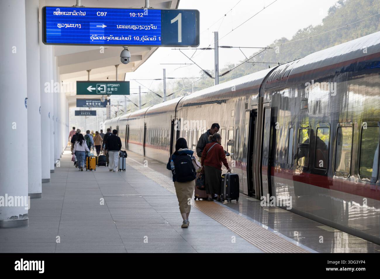 Laos-January 11 2026:People look for their carriages,as the high speed ...