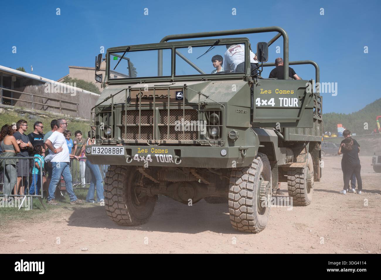 Front view of a classic green Pegaso 7217 A1 military truck used for ...