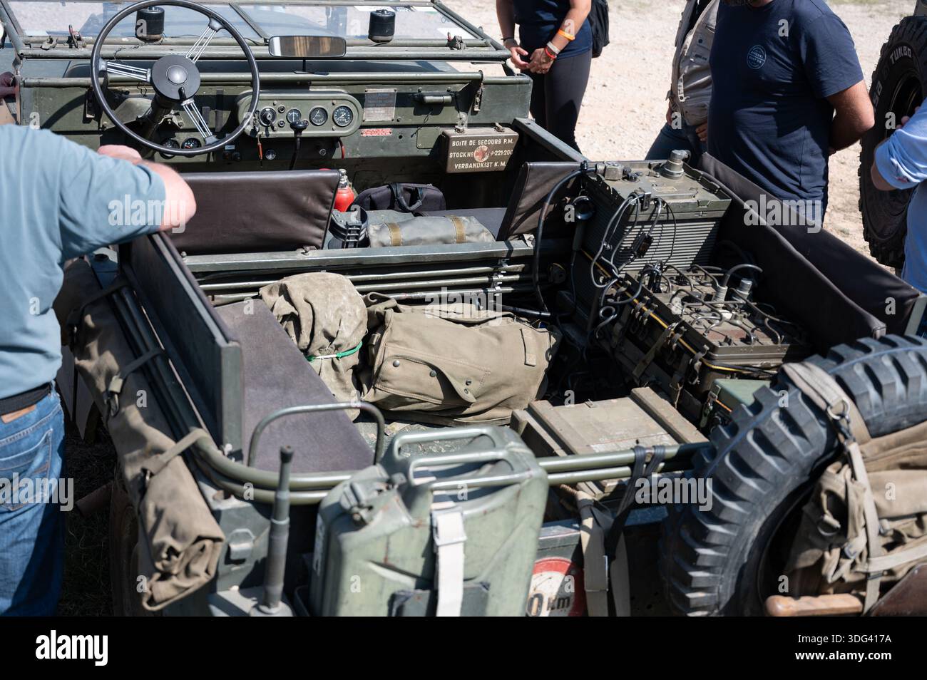 Interior of a restored military Minerva Motors Land Rover featuring ...