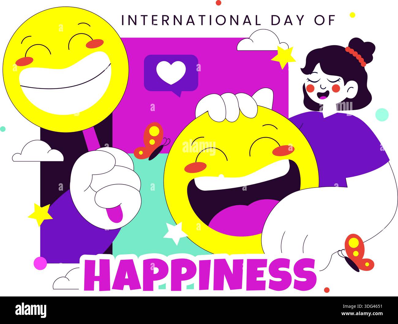 World Happiness Day Celebration Vector Illustration On March 20 ...