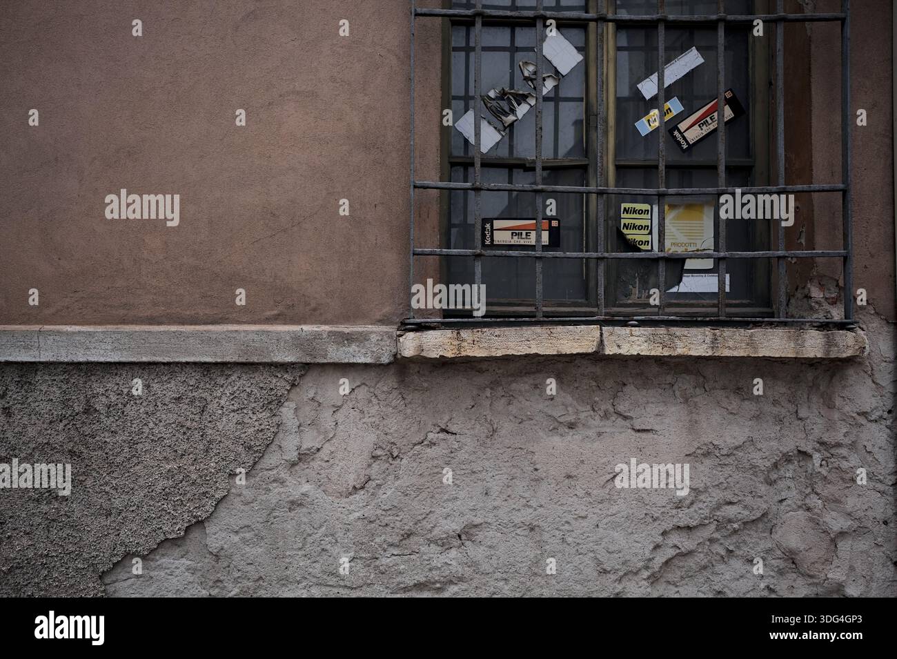 Mantova, Italy - 19TH FEBRUARY 2025 - Old promotional stickers on a ...
