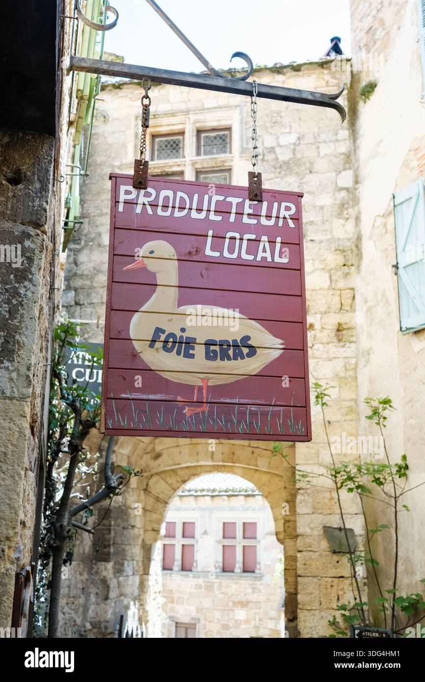 Toulouse, France - April 21, 2025:Traditional foie gras shop sign in a ...