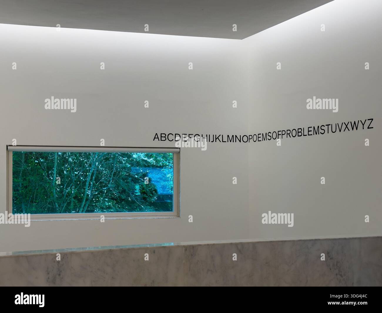 Interior wall with alphabet inscription forming conceptual text ...