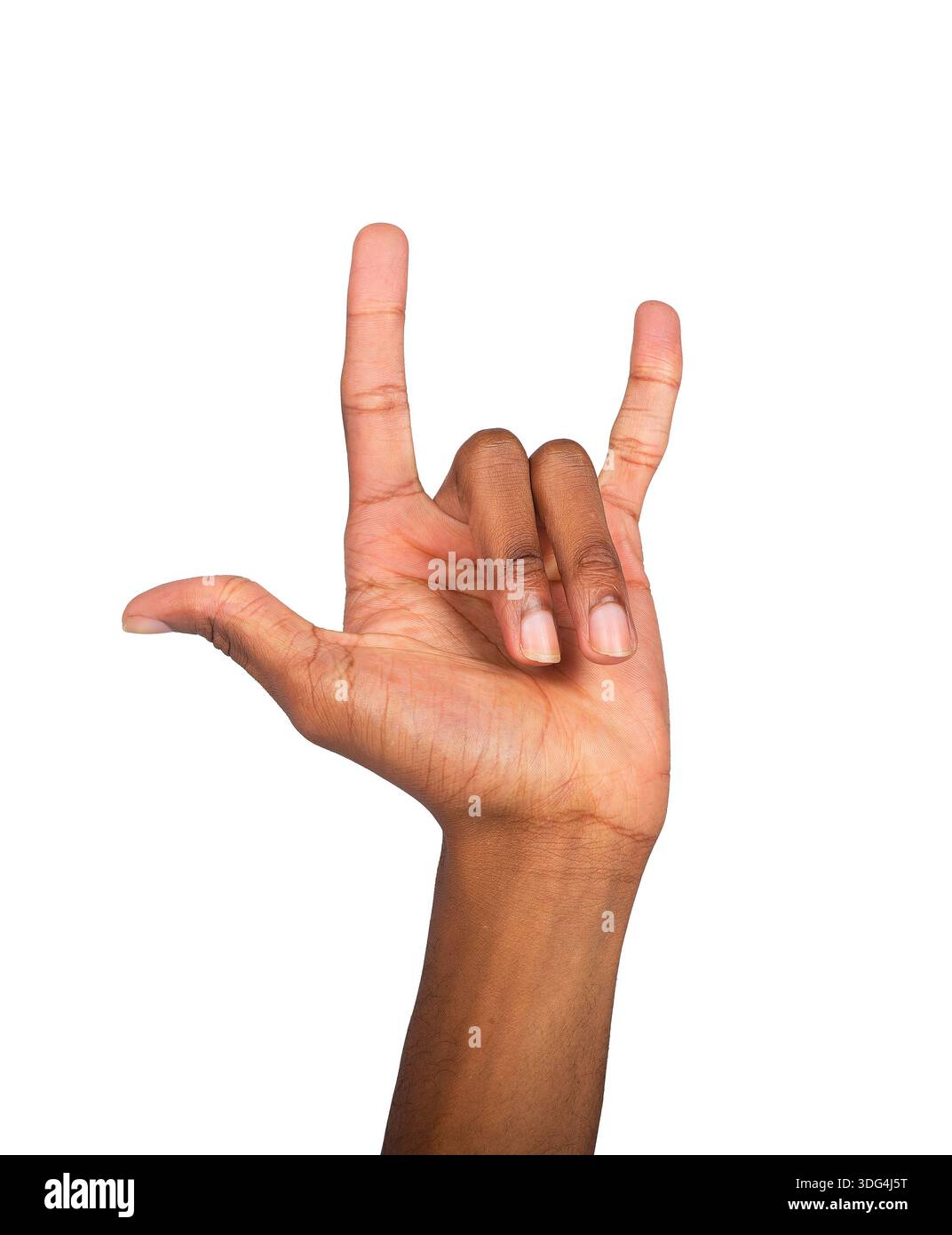 Rock gesture hand sign with index finger and pinky raised, symbol of ...