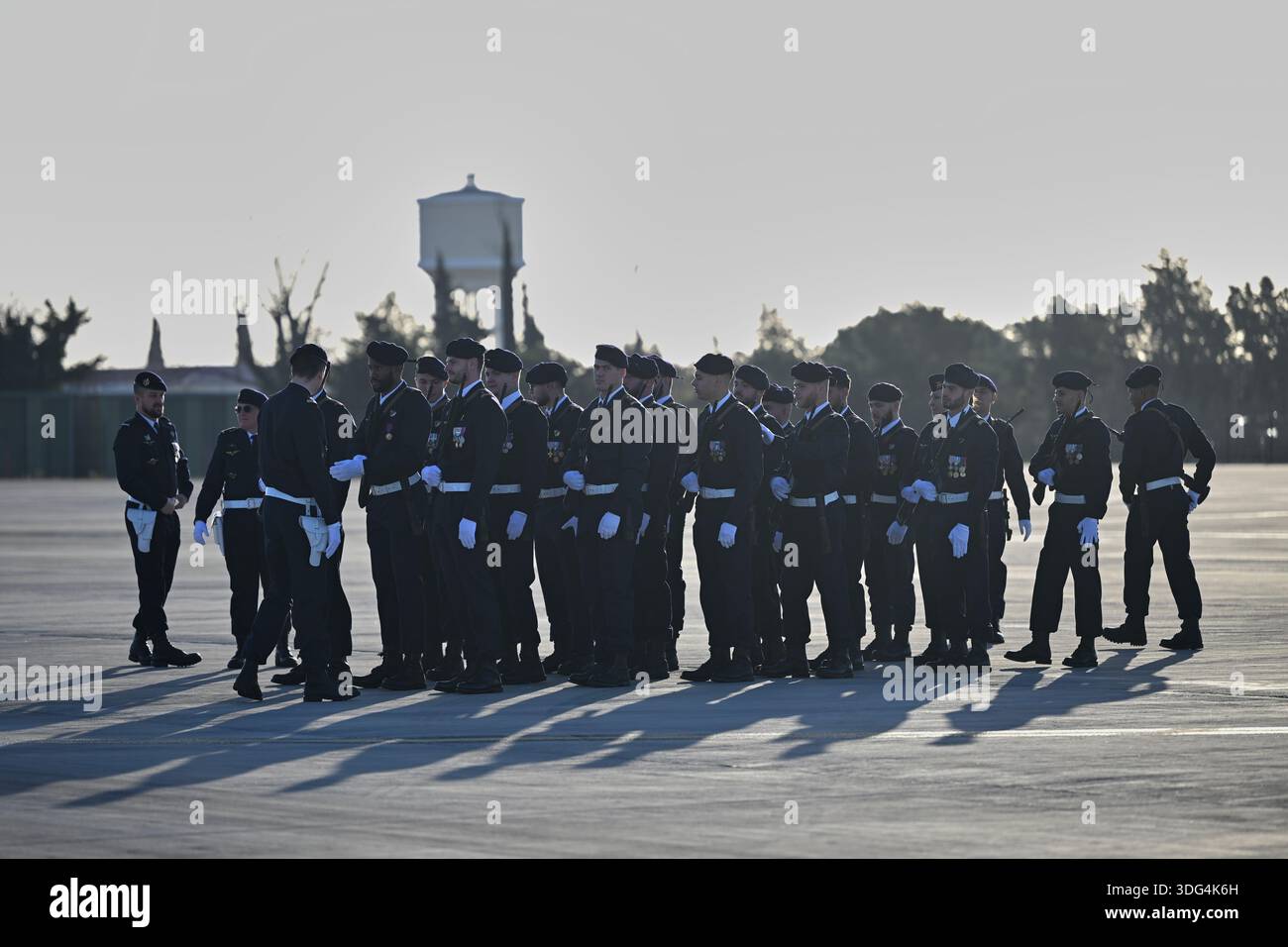 Soldiers prepare as they wait French President Emmanuel Macron at the ...