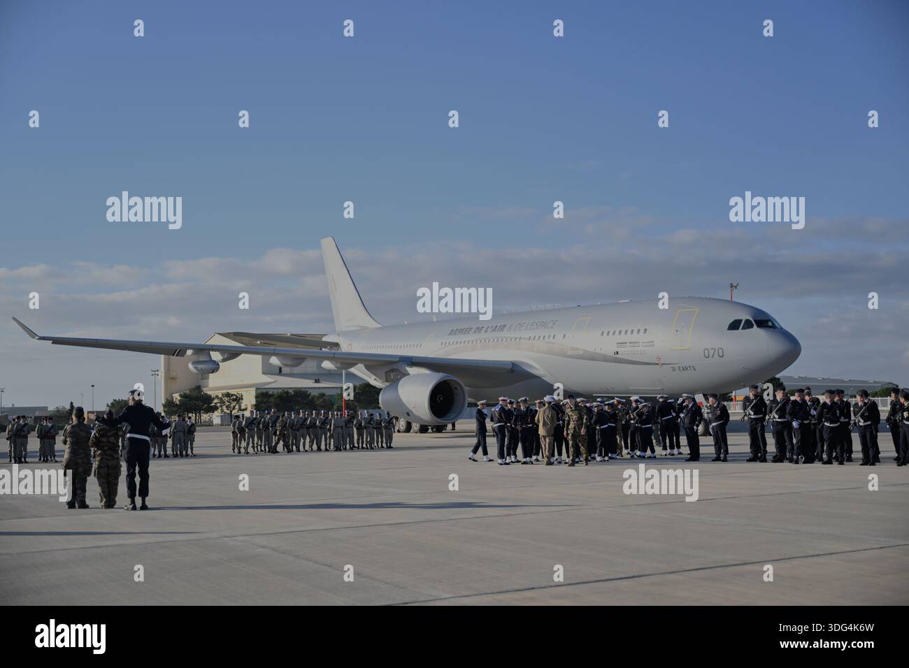 Soldiers prepare as they wait French President Emmanuel Macron at the ...