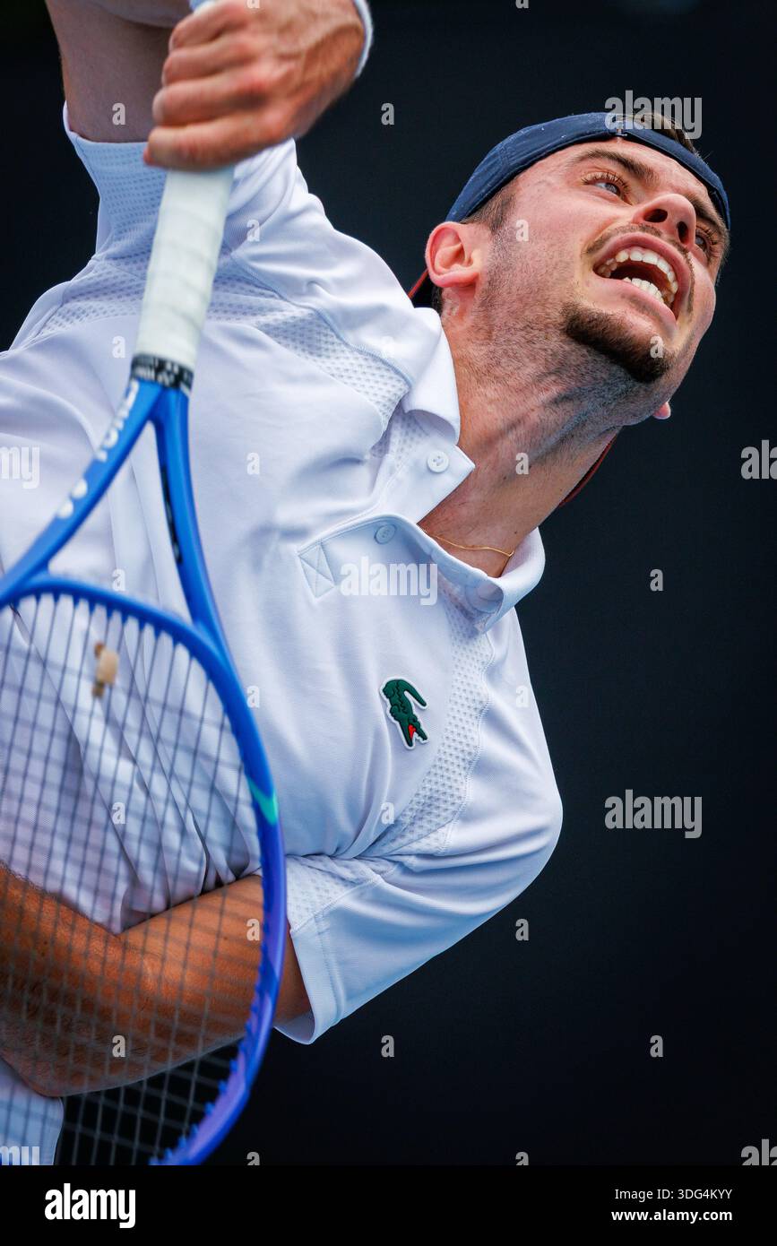 France’s Arthur Gea during a final round qualifying match against ...