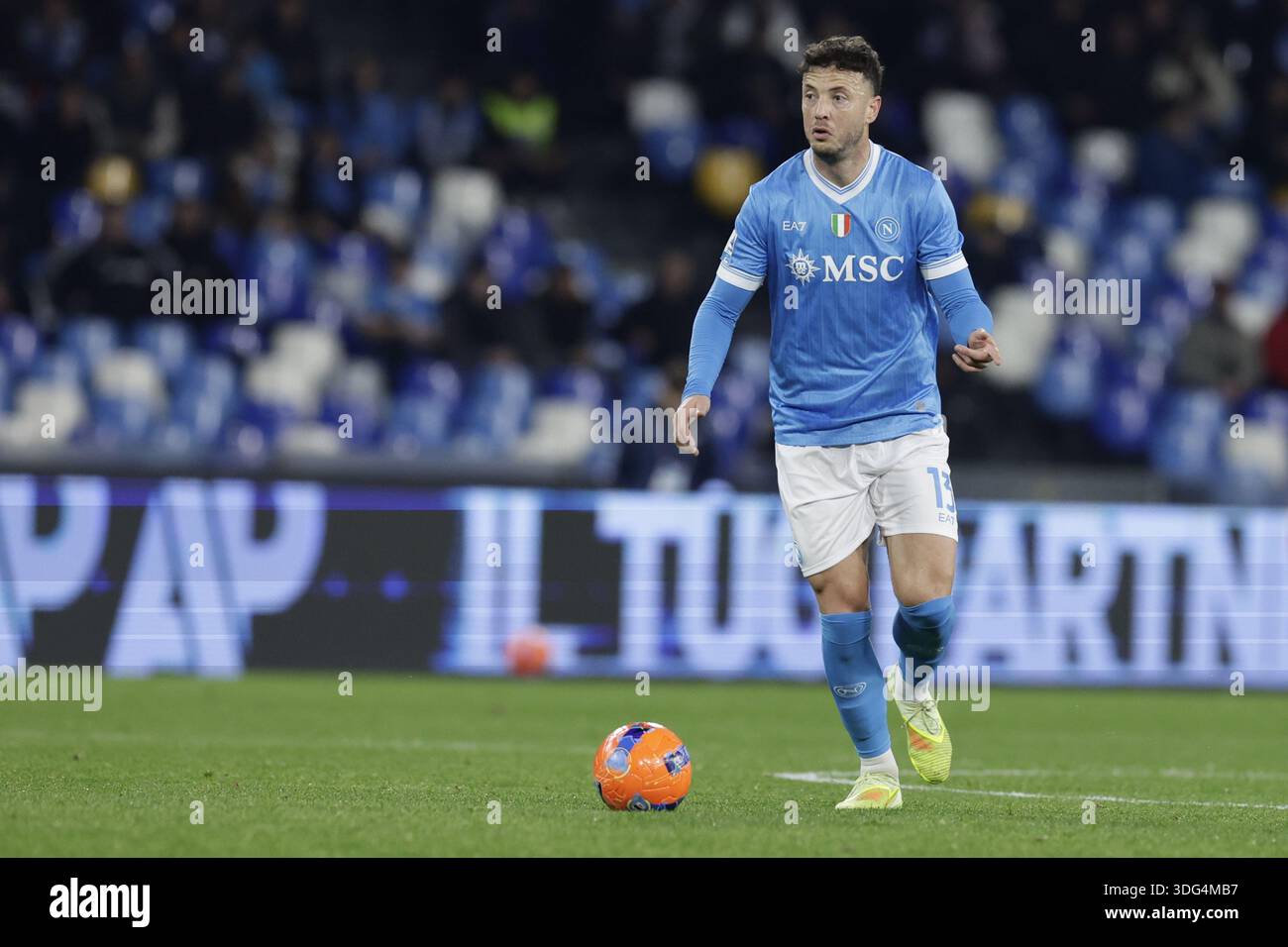 Napoli's Kosovar defender Amir Rrahmani controls the ball during the ...
