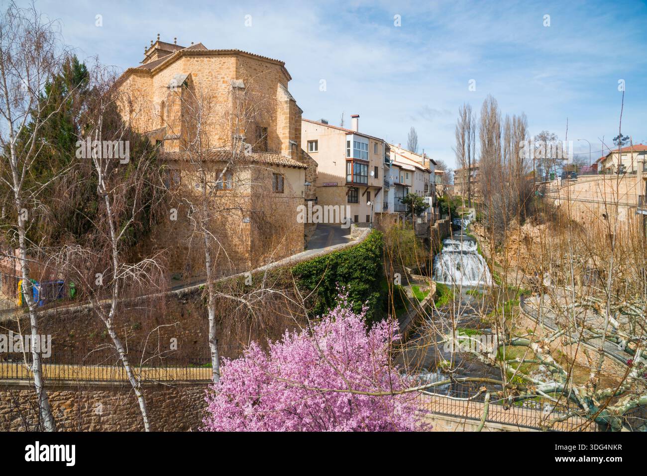 La Asuncion church and view of the village. Trillo, Guadalajara ...