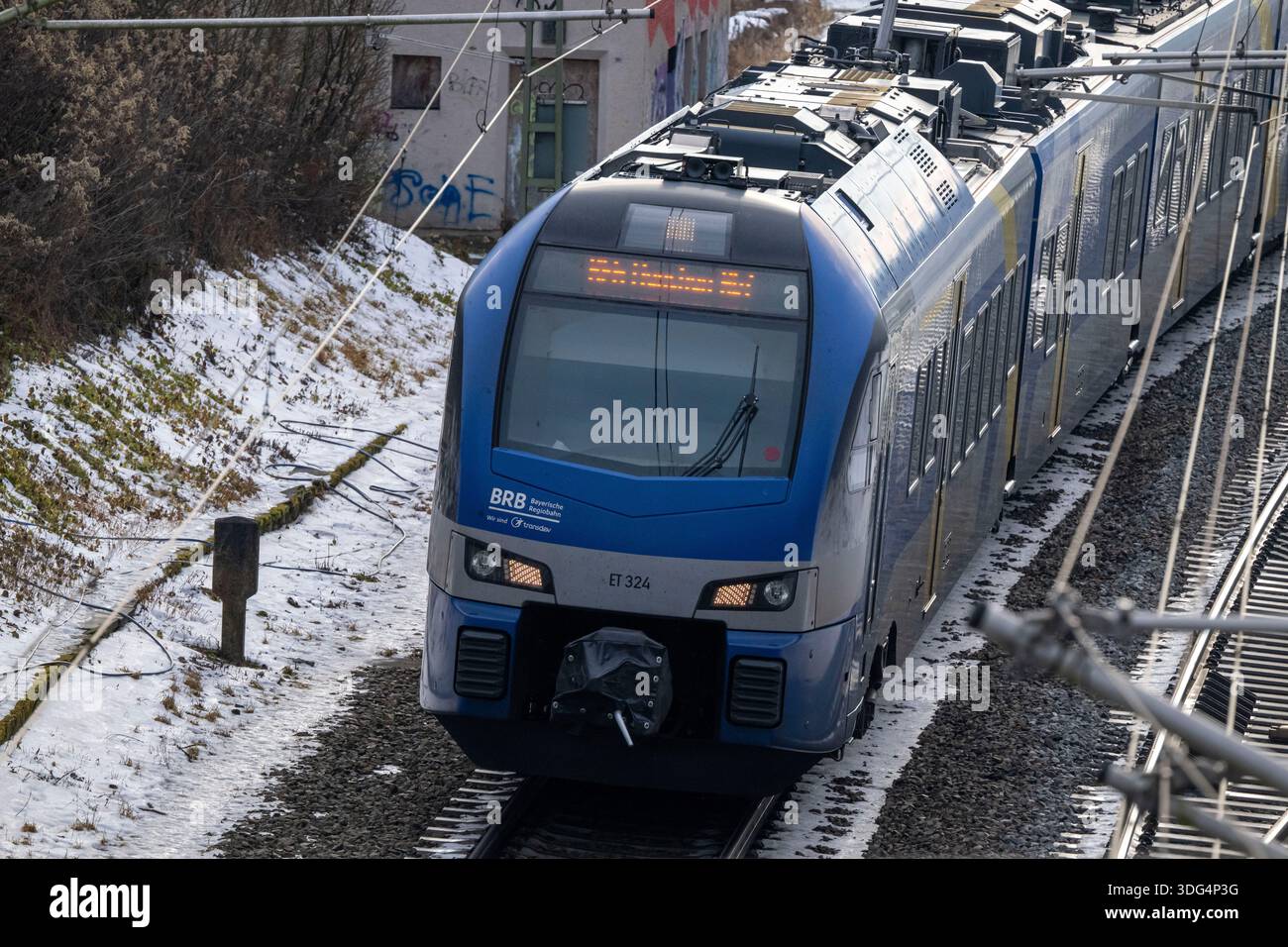 PRODUCTION - 14 January 2026, Bavaria, Aßling: A BRB Meridian train on ...