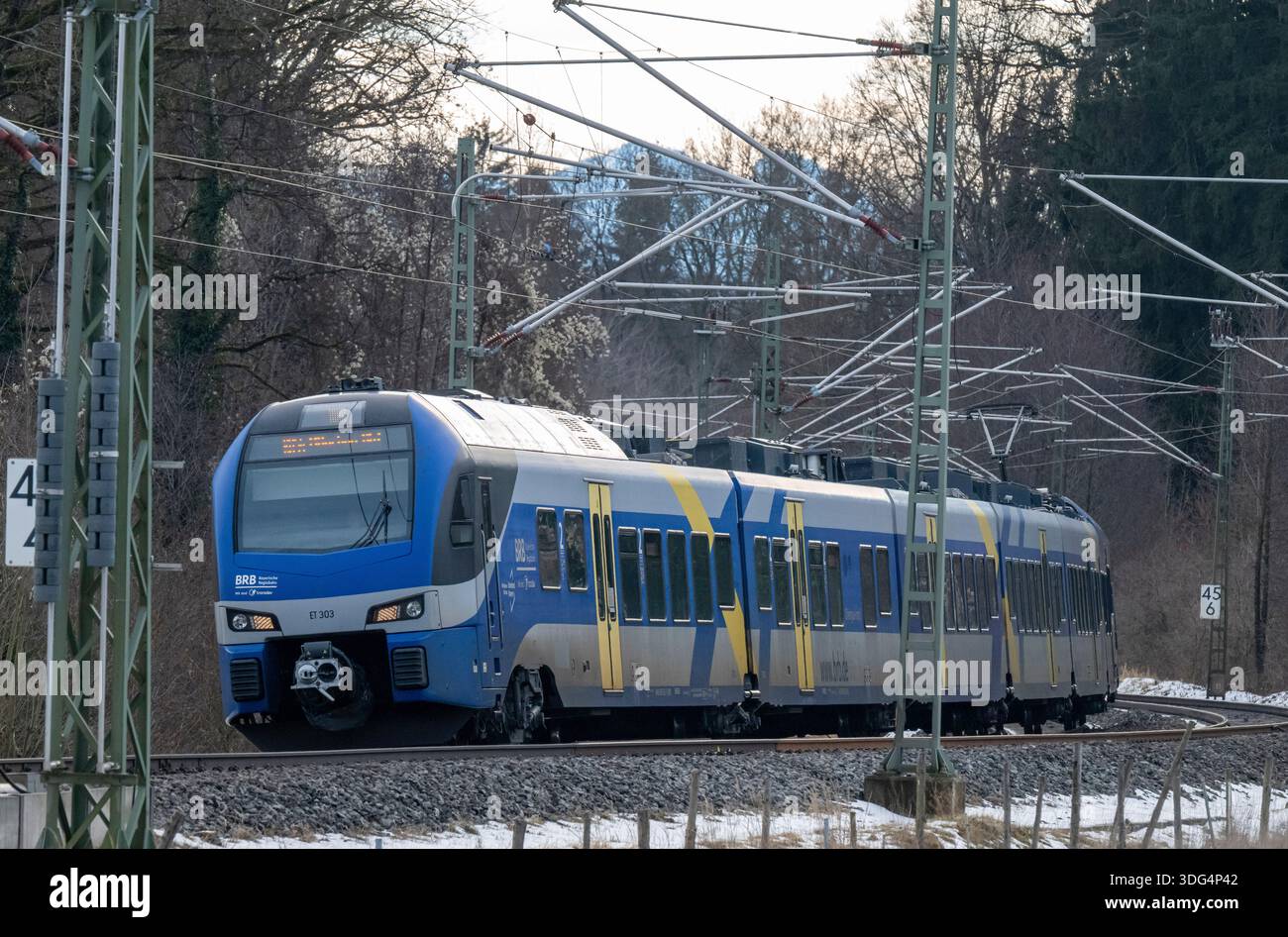 PRODUCTION - 14 January 2026, Bavaria, Aßling: A BRB Meridian train on ...