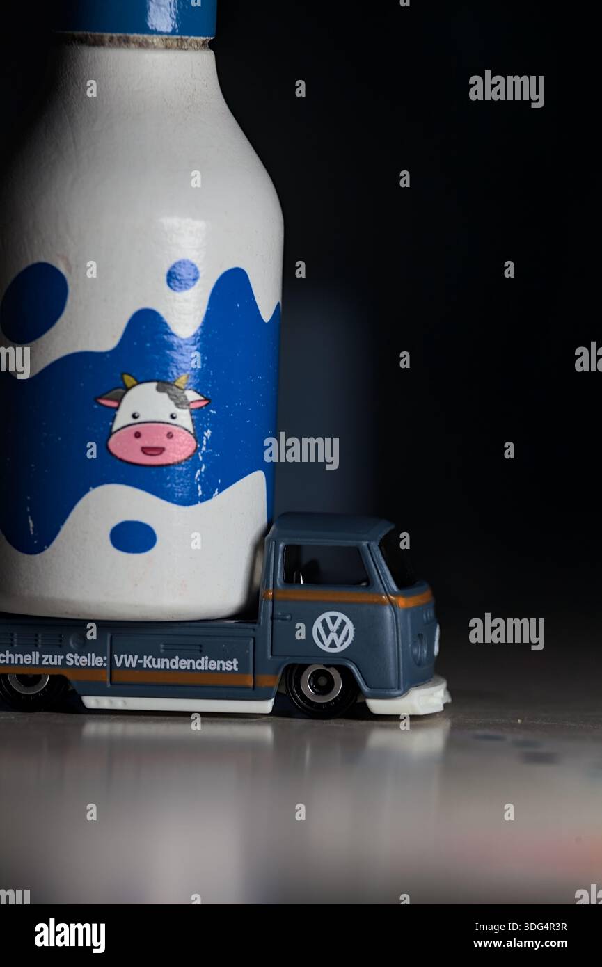 Mantova, Italy - 22ND MAY 2025 - Hot Wheels replica blue Volkswagen T2 ...