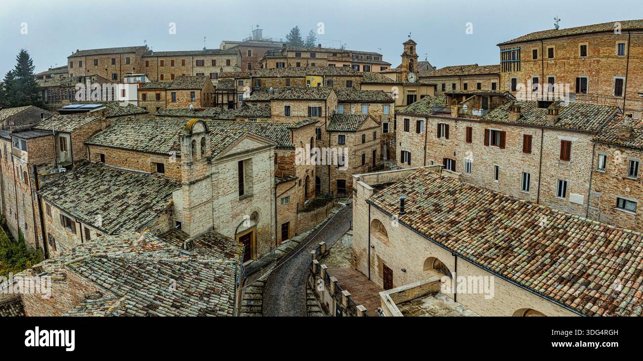 A bird's-eye view of the town of Montalto delle Marche, with the ...