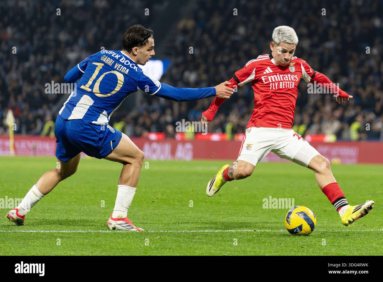Gianluca Prestianni of Benfica and Gabri Veiga of Porto during the ...