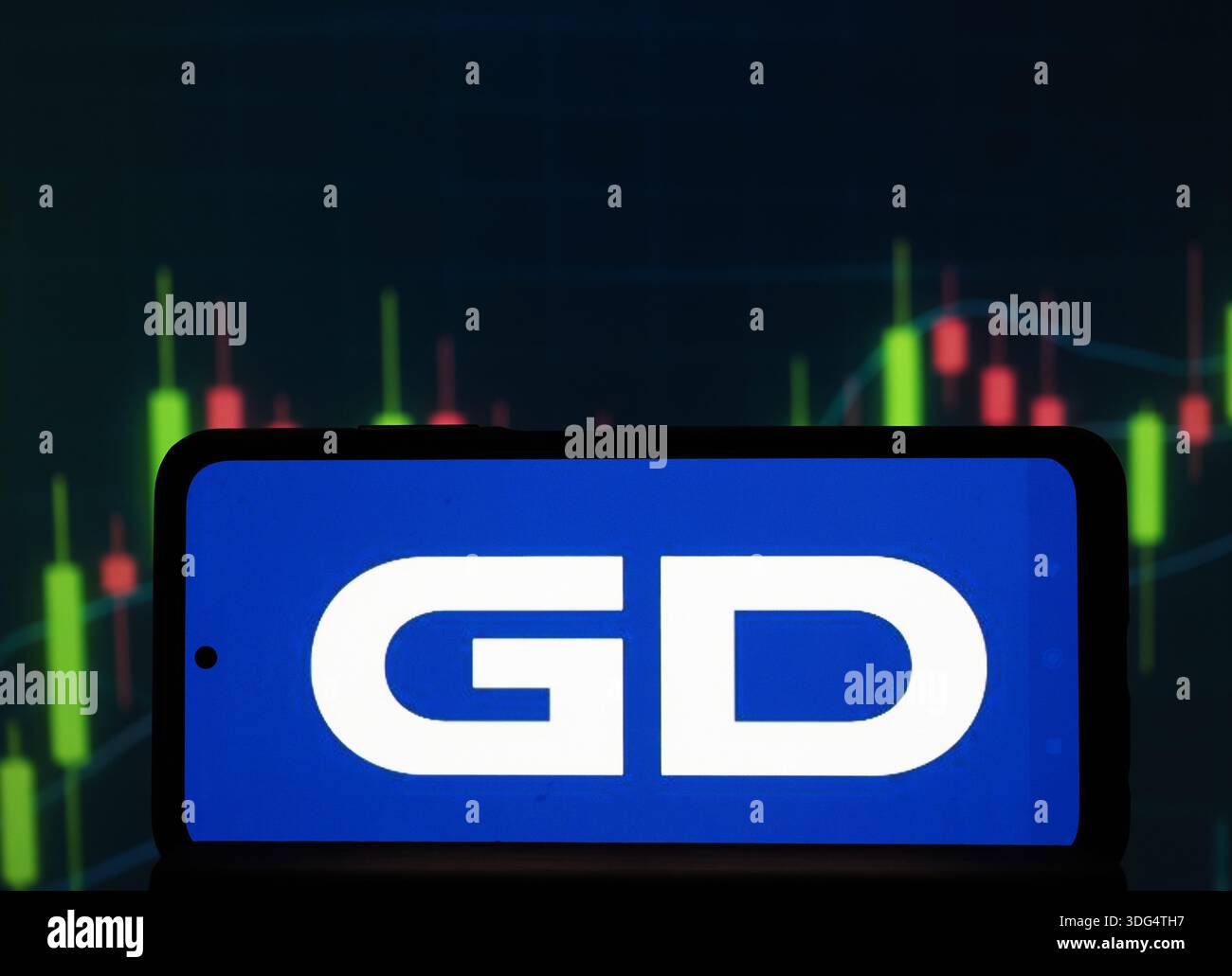 In this photo illustration, the General Dynamics Corporation logo seen ...