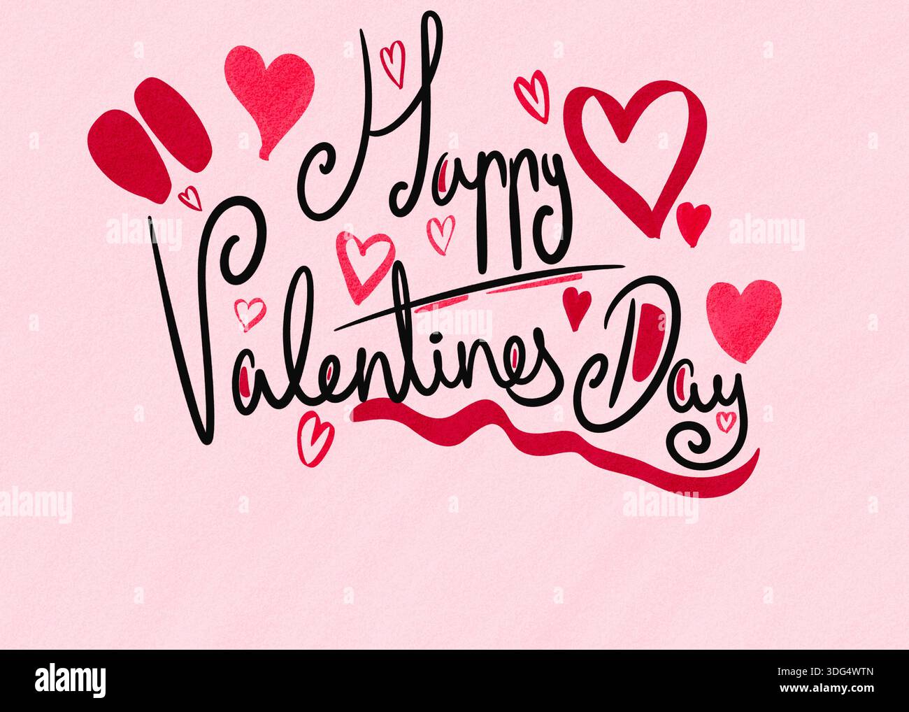 Happy Valentine’s Day lettering postcard design in soft pink details ...